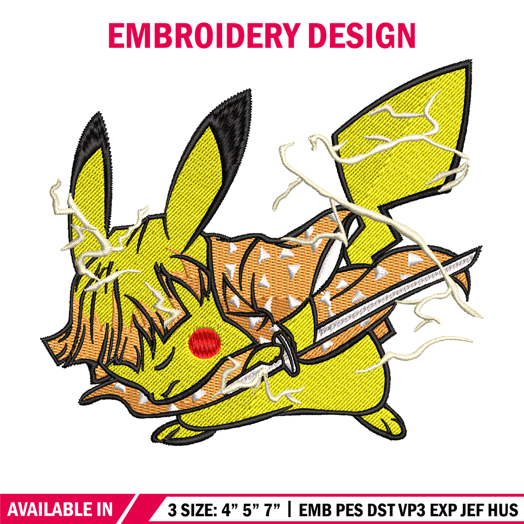 Pikachu Zenitsu embroidery design, Pokemon embroidery, embro - Inspire Uplift