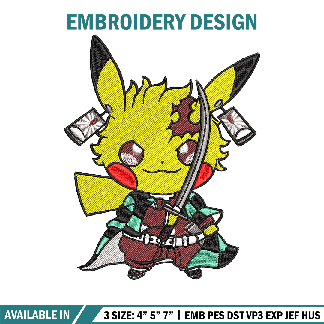Pikachu Tanjiro Demon embroidery design, Pokemon embroidery, | Inspire ...
