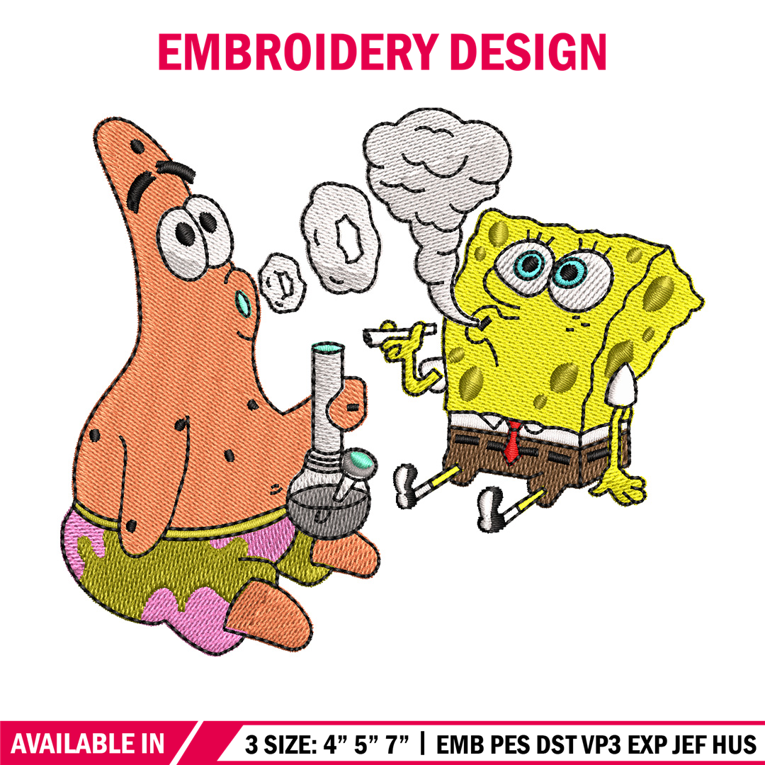 Spongebob smoke embroidery design, Spongebob embroidery, Emb | Inspire ...