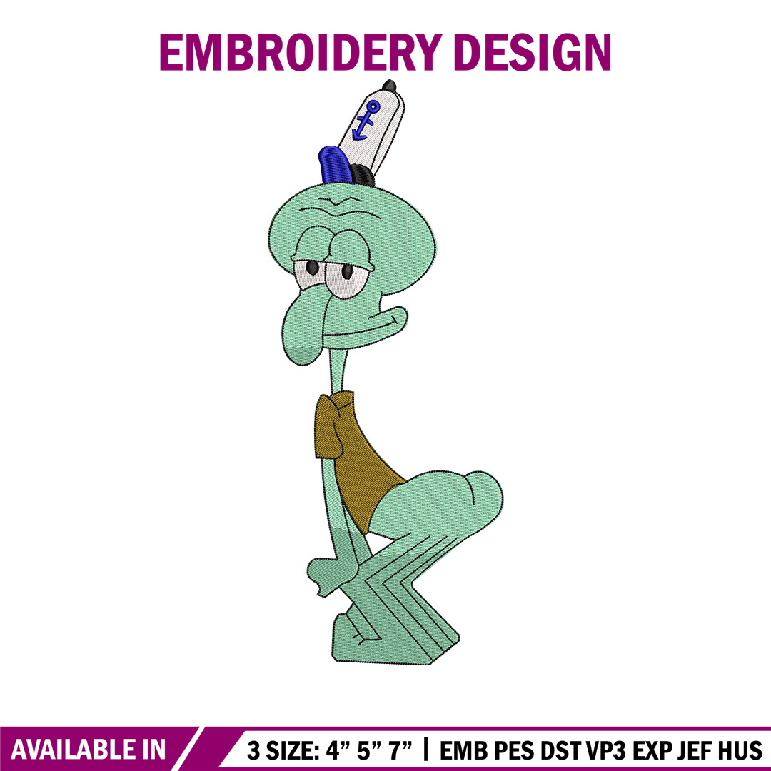 Squidward embroidery design, Spongebob embroidery, Embroider - Inspire ...