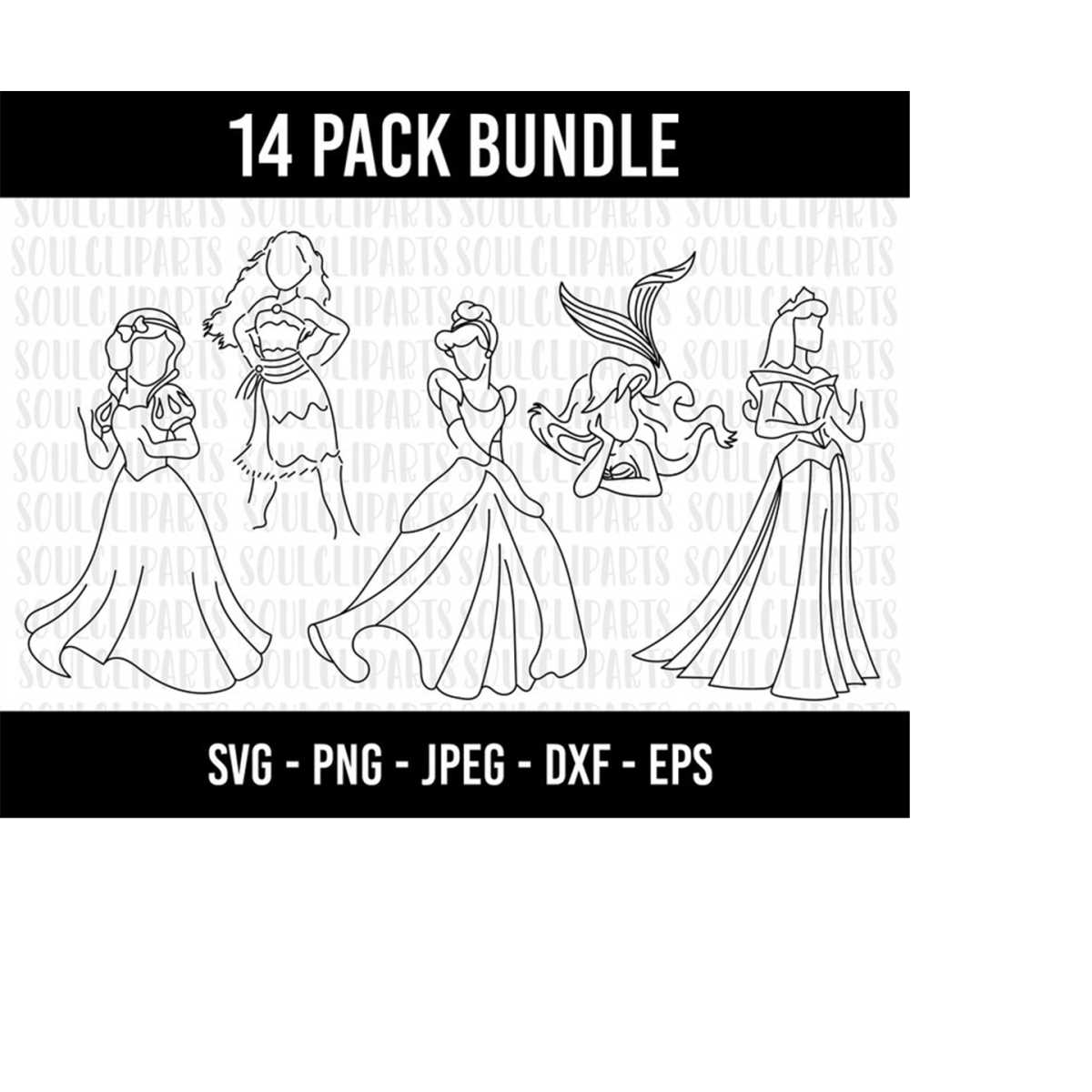 COD999- Princess outline svg bundle, Snow White SVG, Princes - Inspire ...