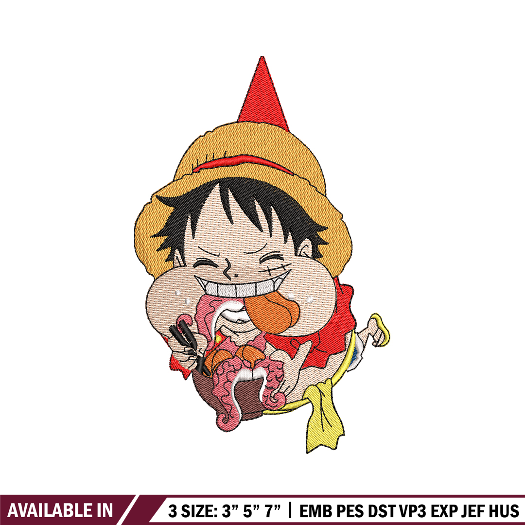 Luffy eating meat embroidery design, One Piece embroidery, l | Inspire ...