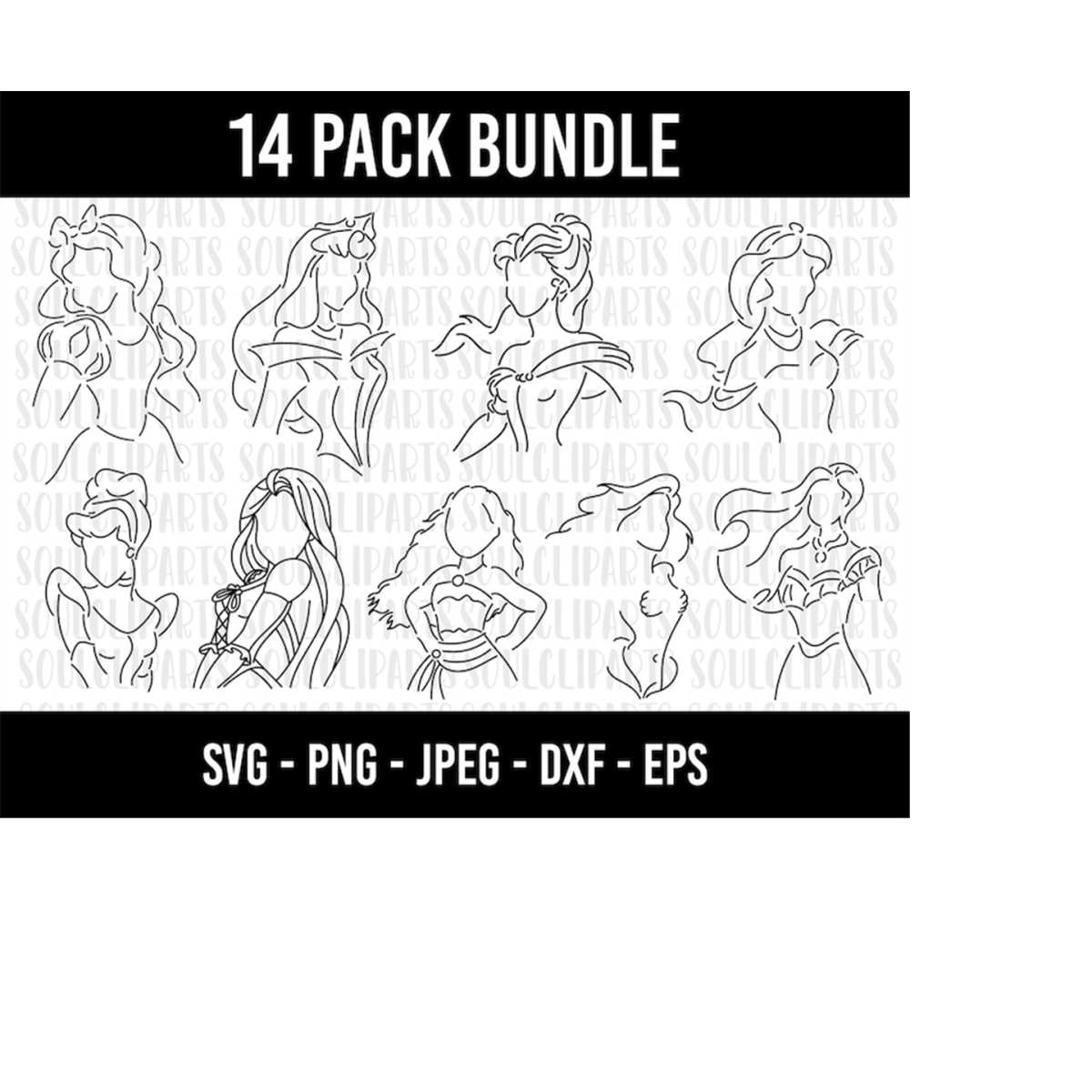 COD998- Princess outline svg bundle, Snow White SVG, Princes | Inspire ...