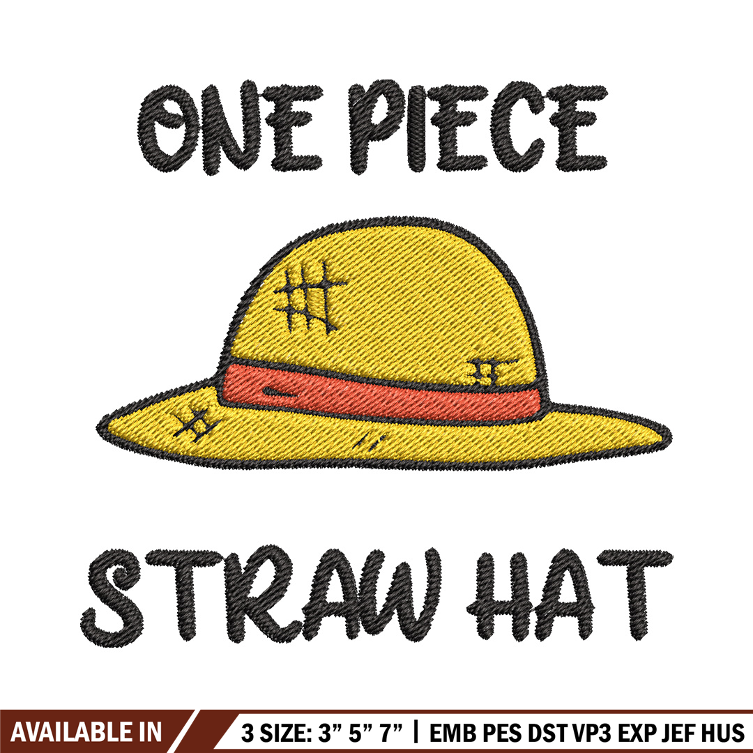 Luffy hat embroidery design, One piece embroidery, Anime des | Inspire ...