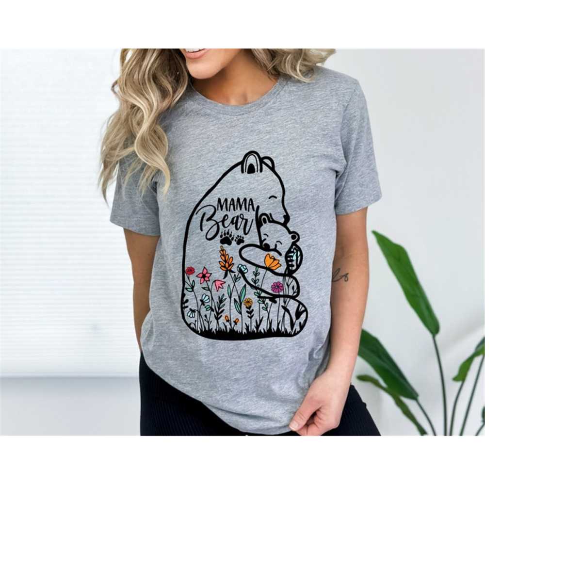 Mom Shirt, Cute Mama Bear and Baby with Wildflowers, Mama Be | Inspire ...
