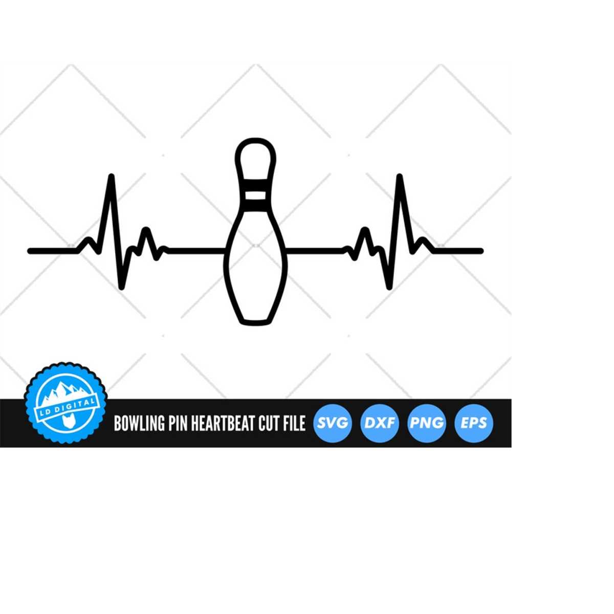 Heartbeat Line Bowling Pin SVG Files | ECG EKG Cut Files | T | Inspire ...