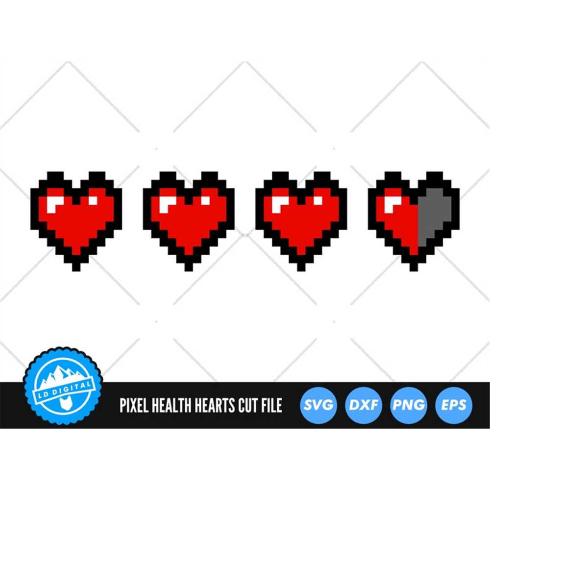 Pixel Health Hearts SVG Files | Life Hearts Cut Files | Retr - Inspire ...