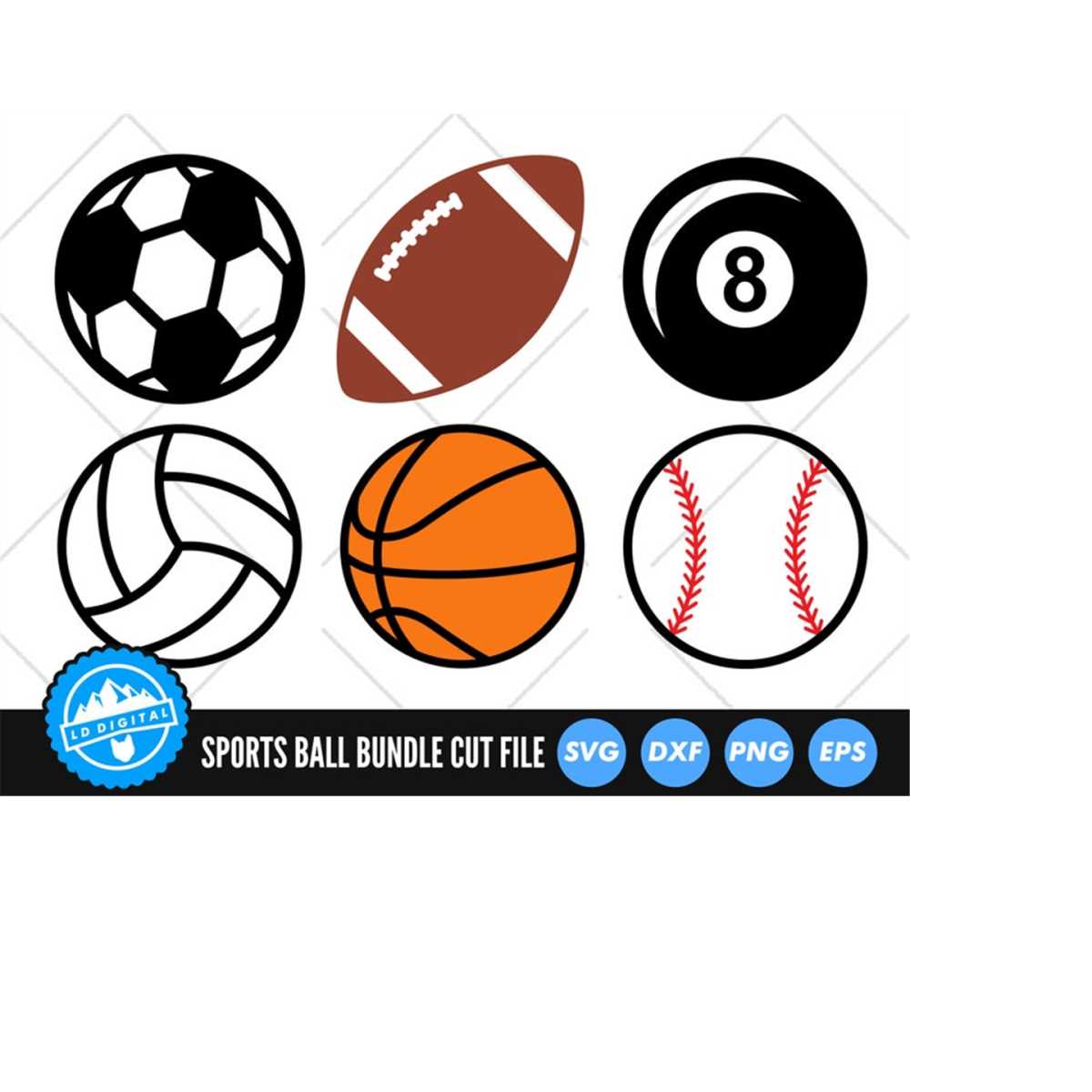 Sports Ball Bundle SVG Files | Football | Volleyball | Baske - Inspire ...