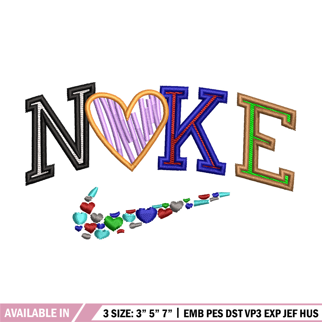 Nike heart color embroidery design, Logo embroidery, Nike de | Inspire ...