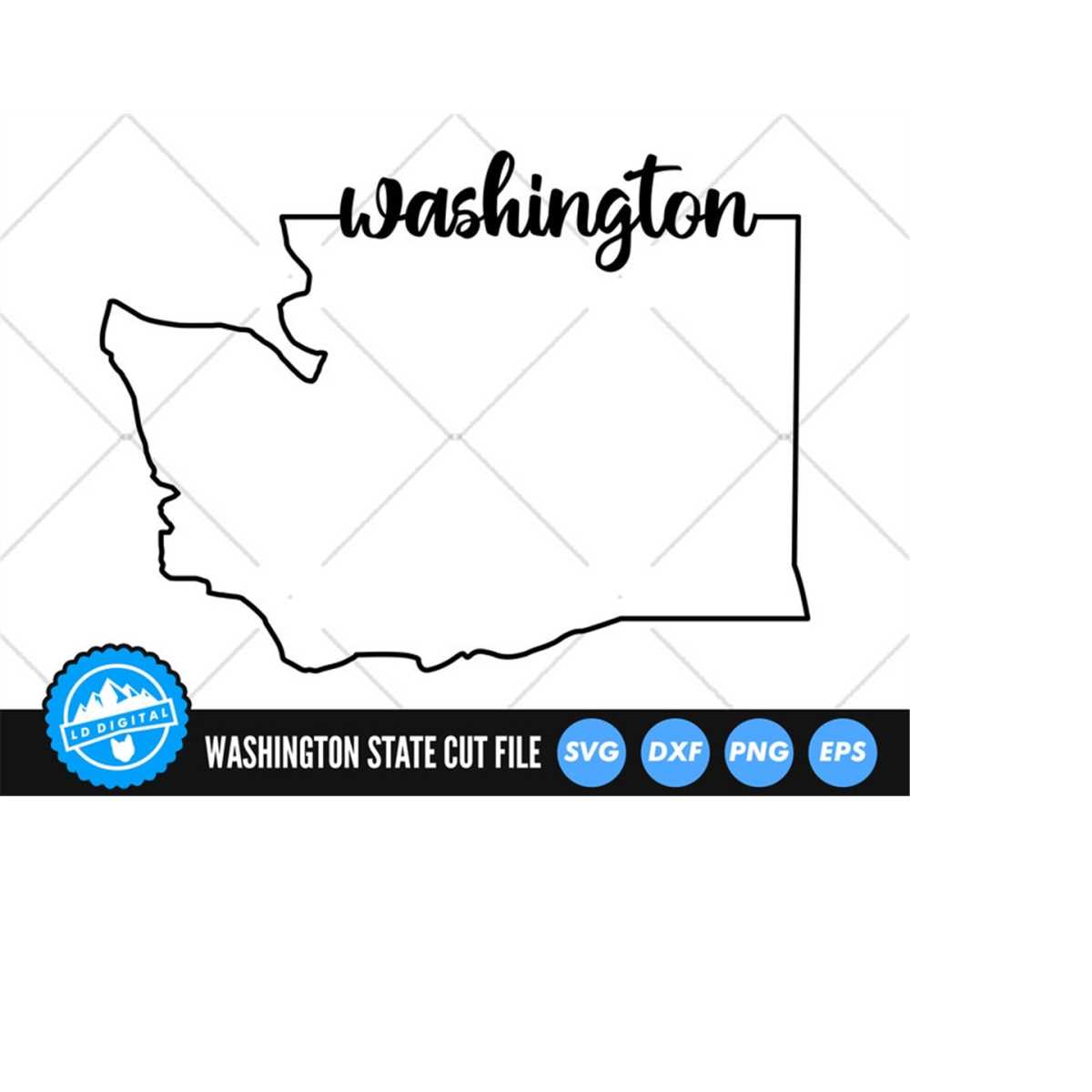 Washington Outline with Text SVG Files | Washington Cut File | Inspire ...