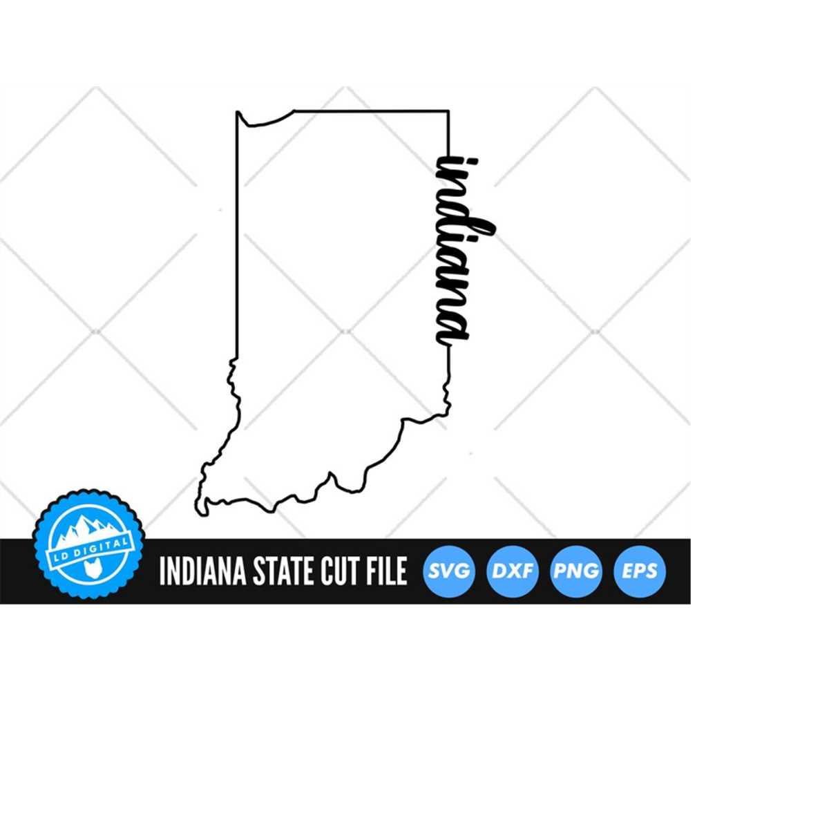Indiana Outline with Text SVG Files | Indiana Cut Files | Un | Inspire ...