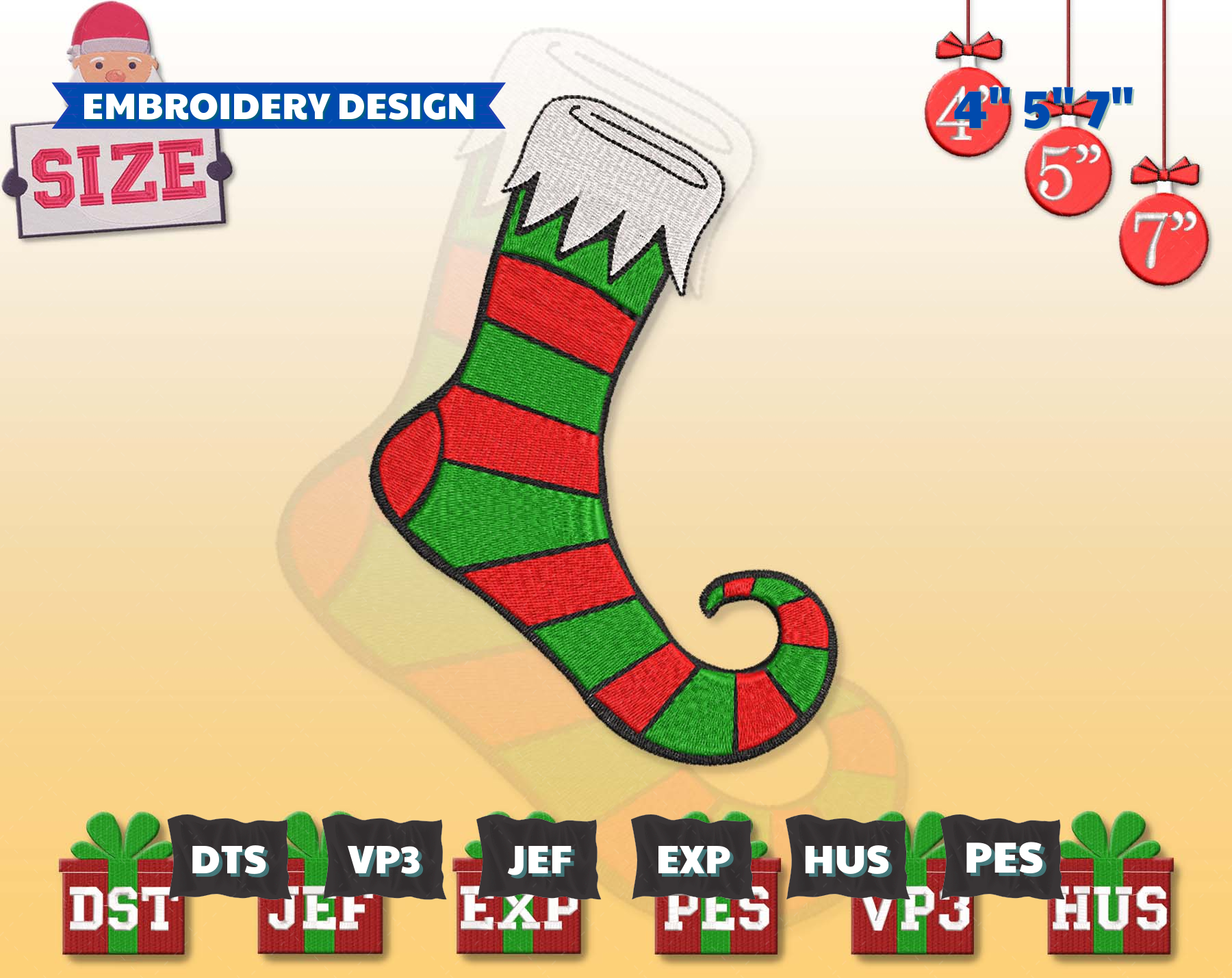 Elf Sock Embroidery Designs, Christmas Embroidery Designs, M | Inspire ...