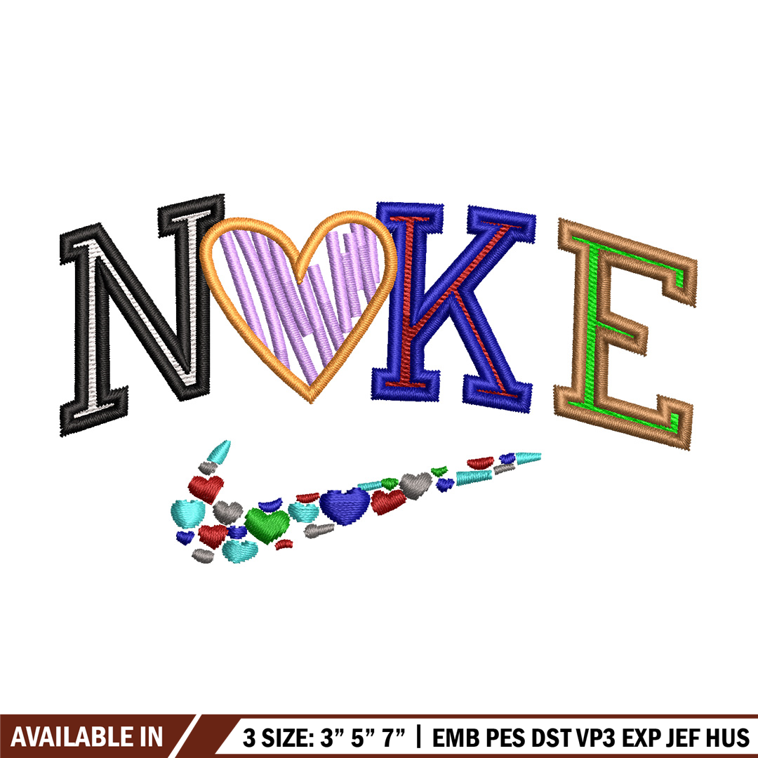 Nike heart color embroidery design, Logo embroidery, Nike de | Inspire ...