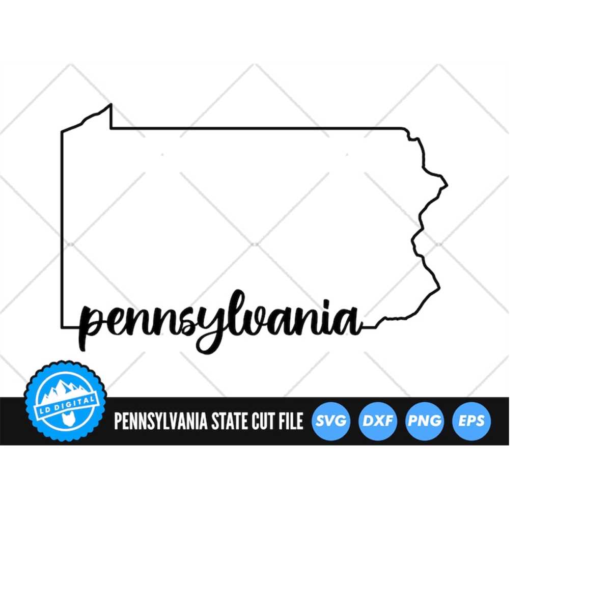 Pennsylvania Outline with Text SVG Files | Pennsylvania Cut | Inspire ...