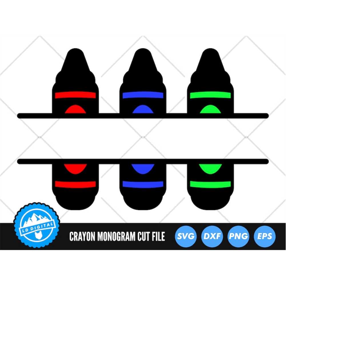 Crayon Split Name Frame SVG Files | Crayon Monogram Cut File | Inspire ...