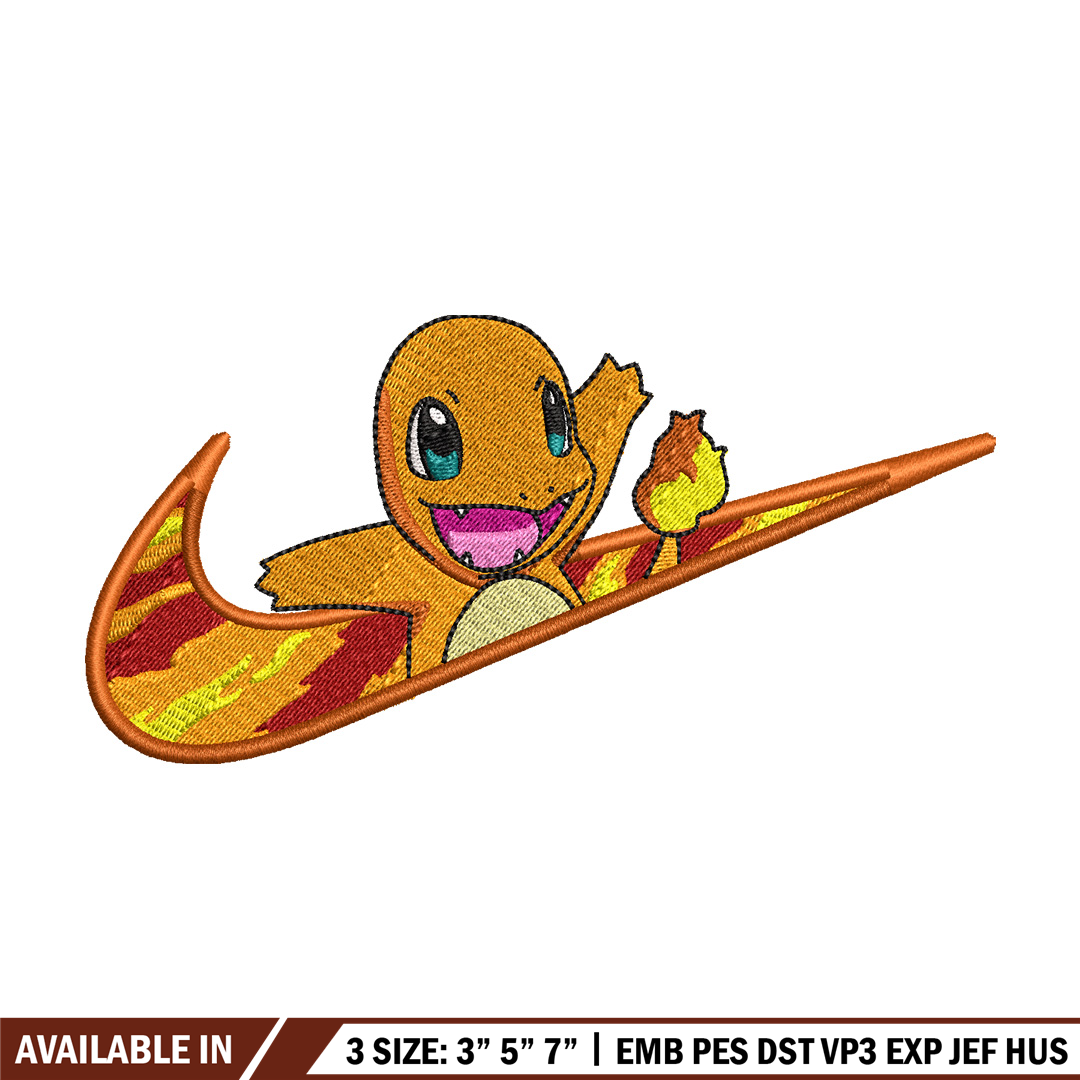 Nike x Charmander embroidery design, Pokemon embroidery,Nike | Inspire ...