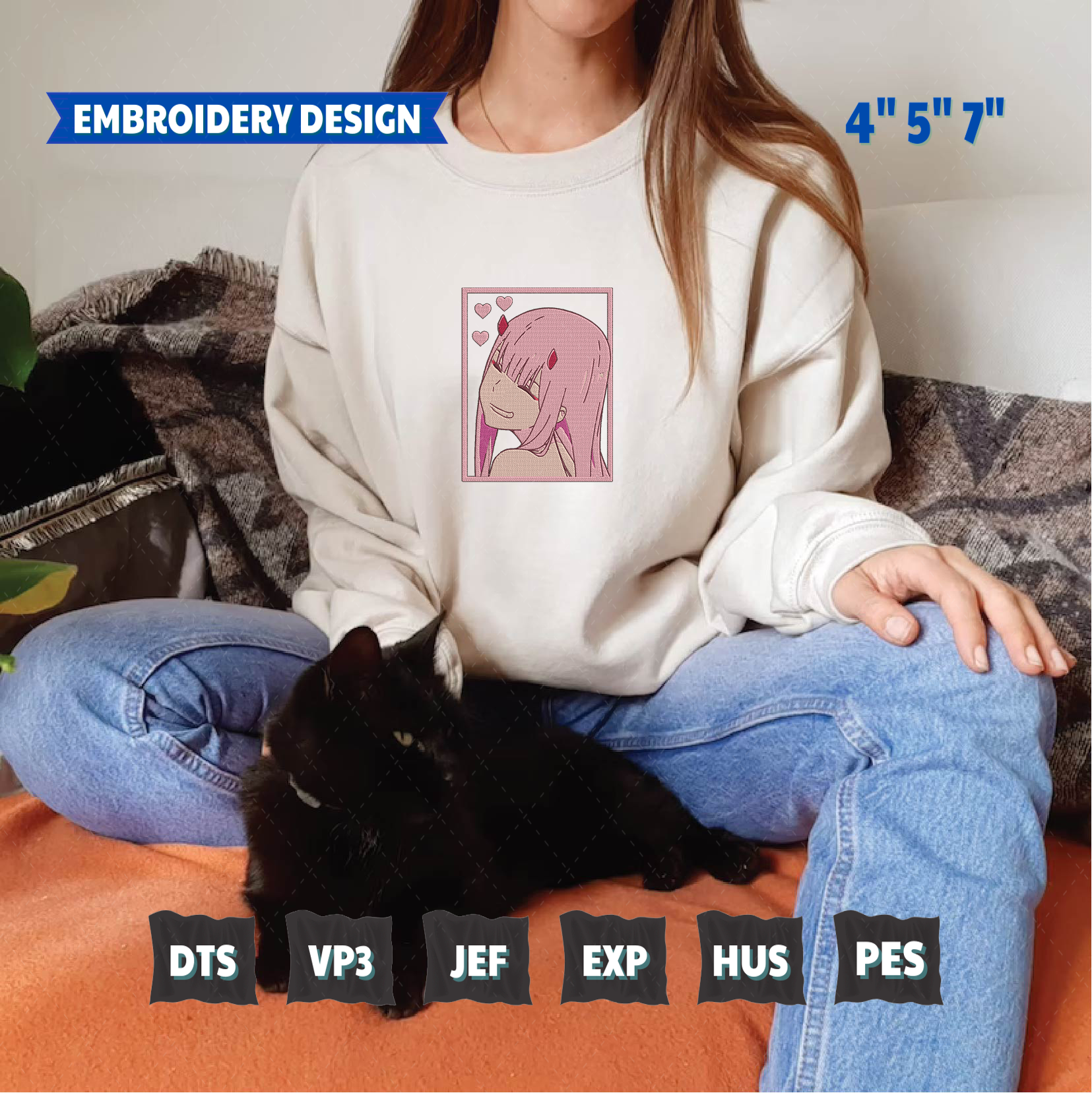 Cute Anime Girl Embroidery Designs, Inspired Anime Embroider | Inspire ...