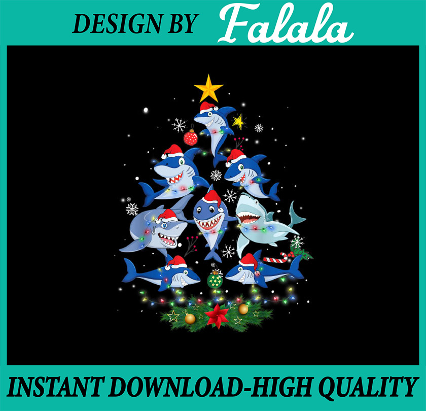 Shark Christmas Tree PNG, Funny Shark Lover Christmas, Funny - Inspire ...