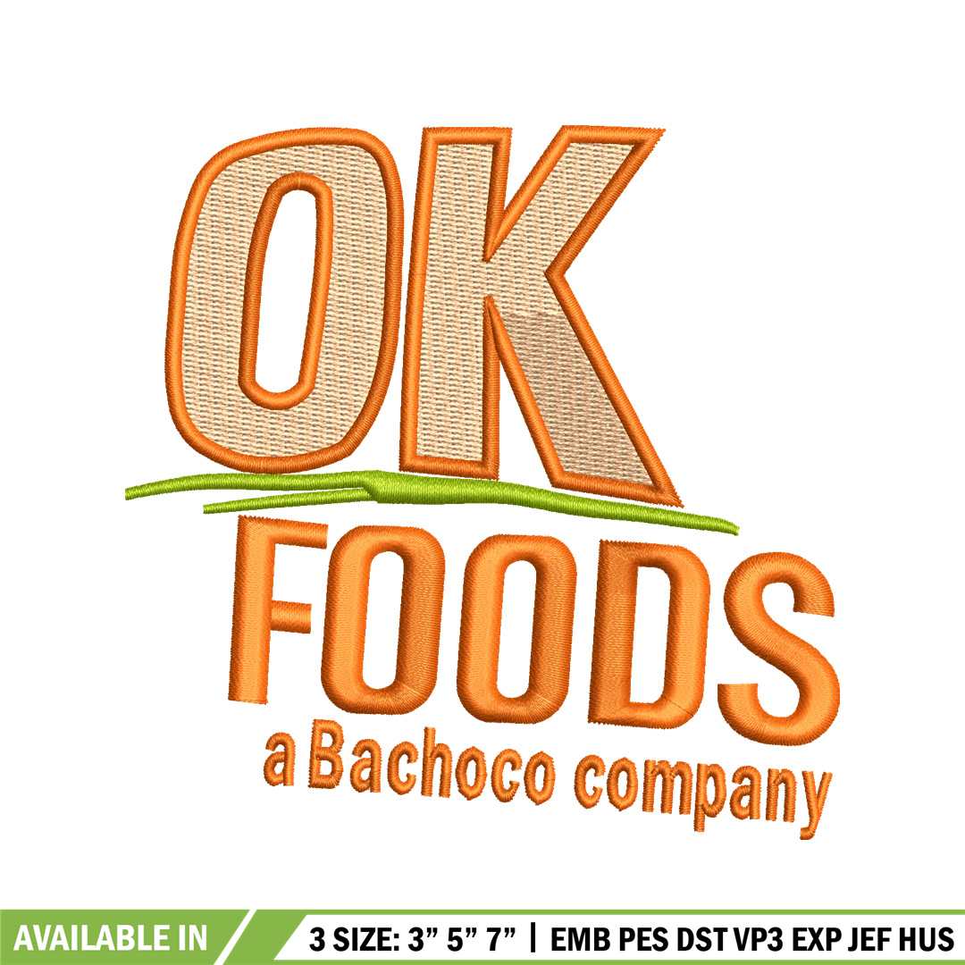 OK Foods embroidery design, OK Foods logo embroidery, logo d | Inspire ...