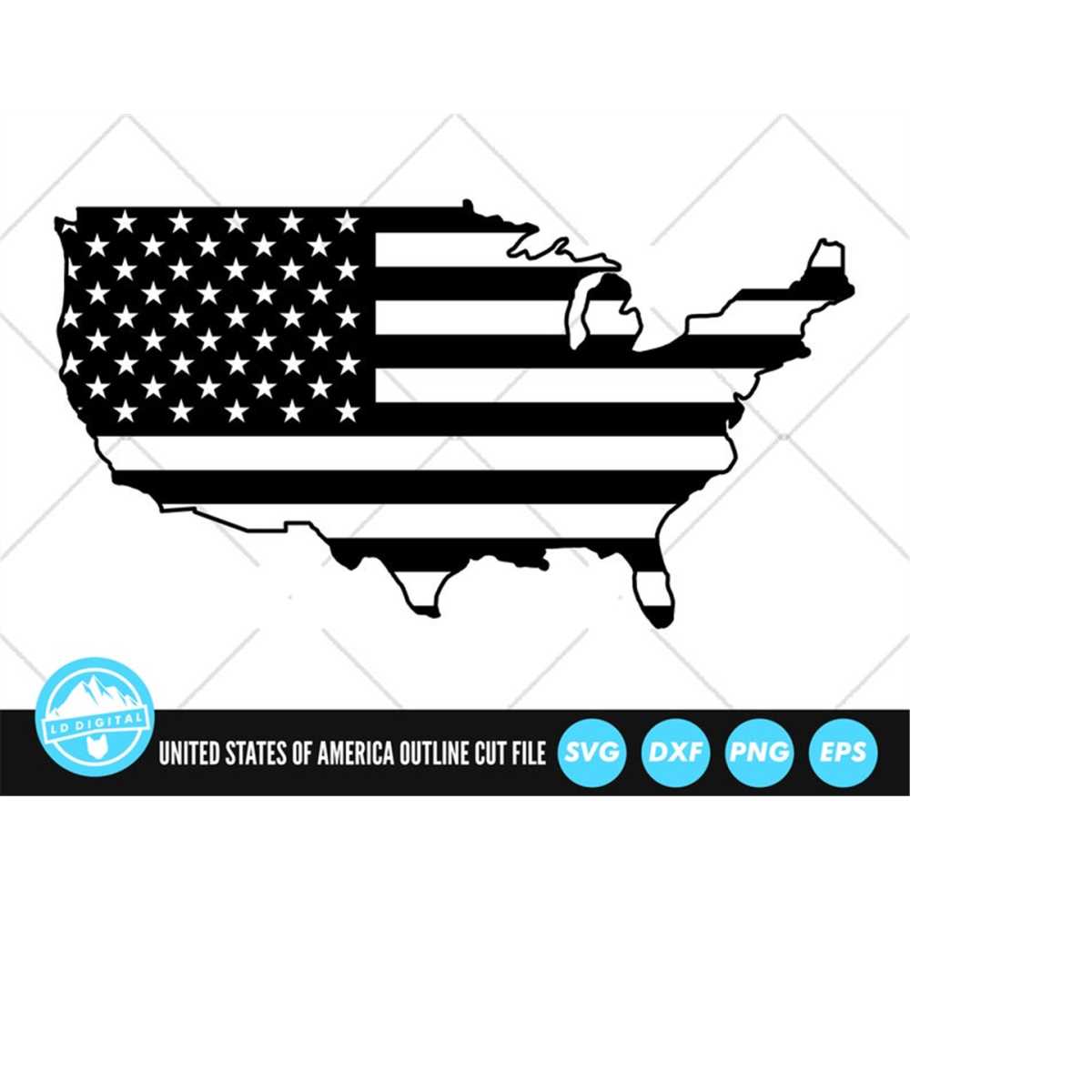 US Map Outline Flag SVG Files | US Outline Map and Flag Cut - Inspire ...