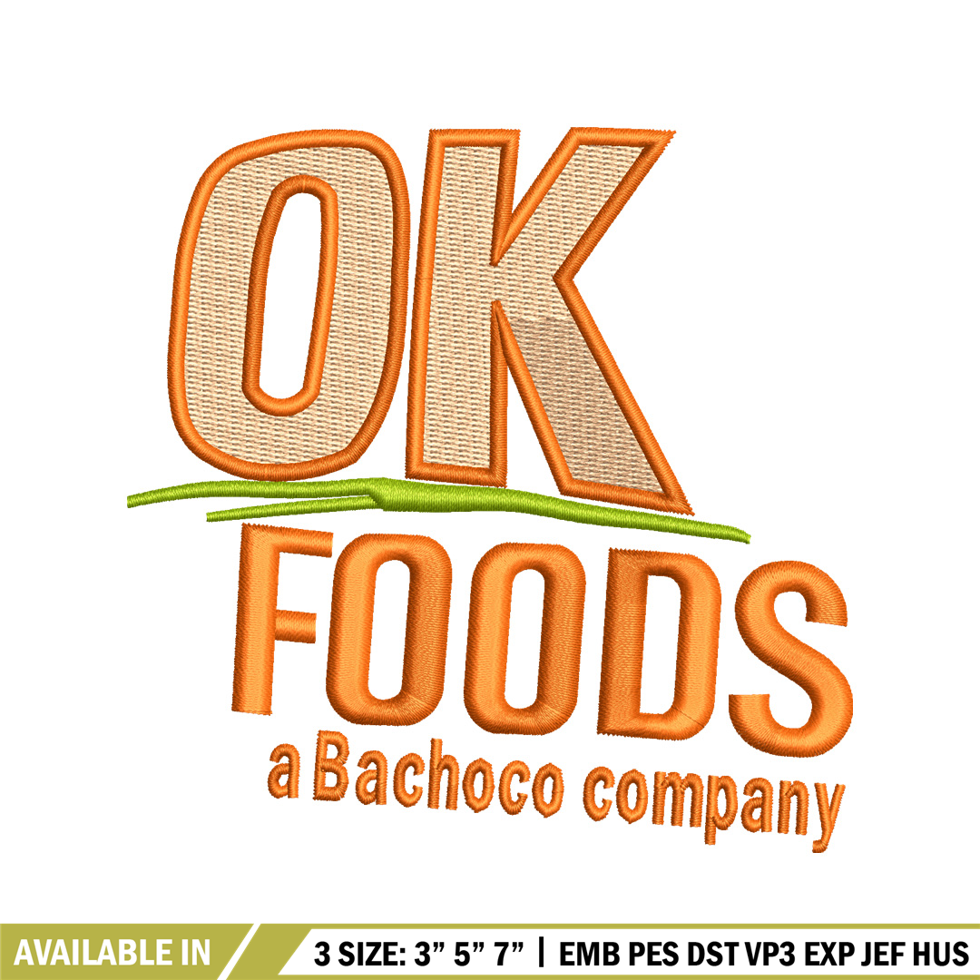OK Foods embroidery design, OK Foods logo embroidery, logo d | Inspire ...