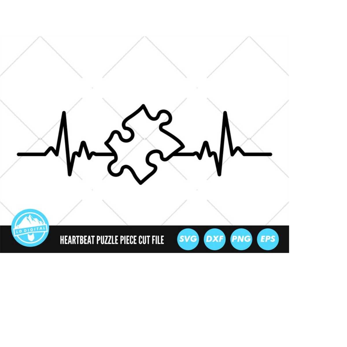 Heartbeat Line Puzzle Piece SVG Files | ECG EKG Cut Files | - Inspire ...