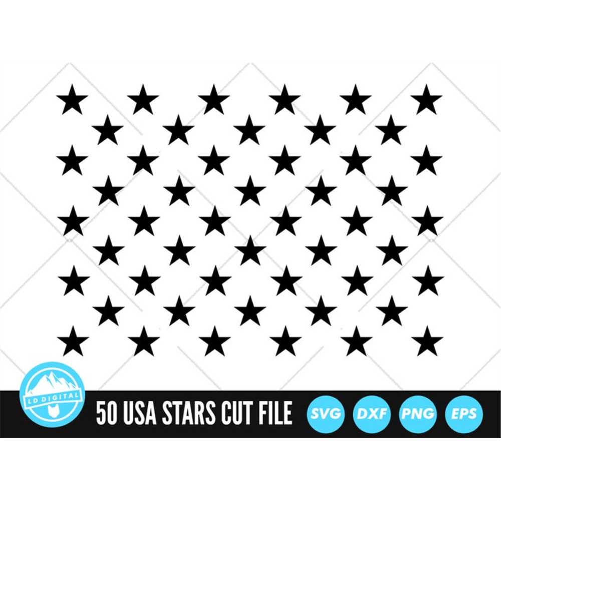 50 USA Stars SVG Files | 50 State Stars Cut Files | American - Inspire ...