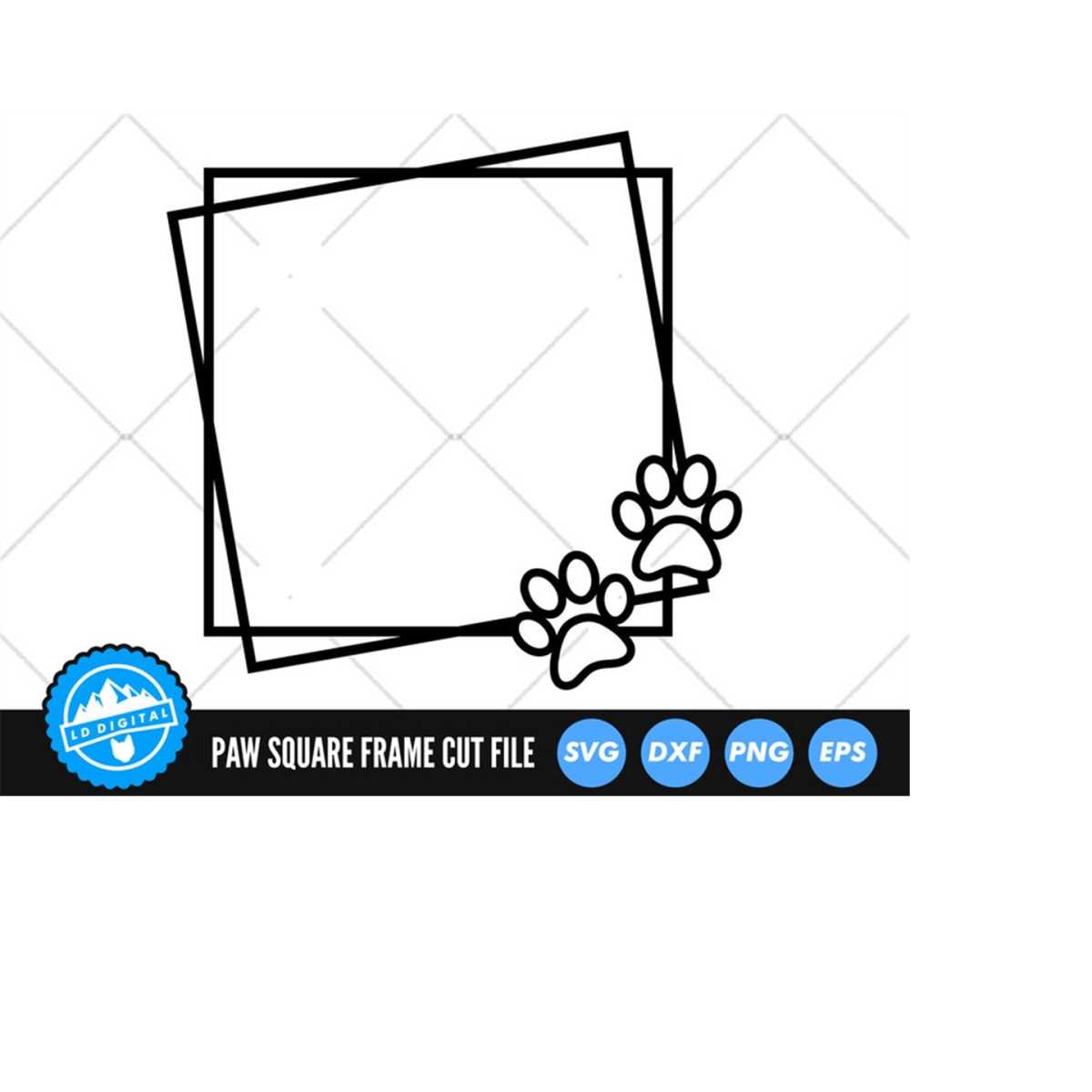Paw Square Frame SVG Files | Pawprint Monogram Cut Files | D - Inspire ...