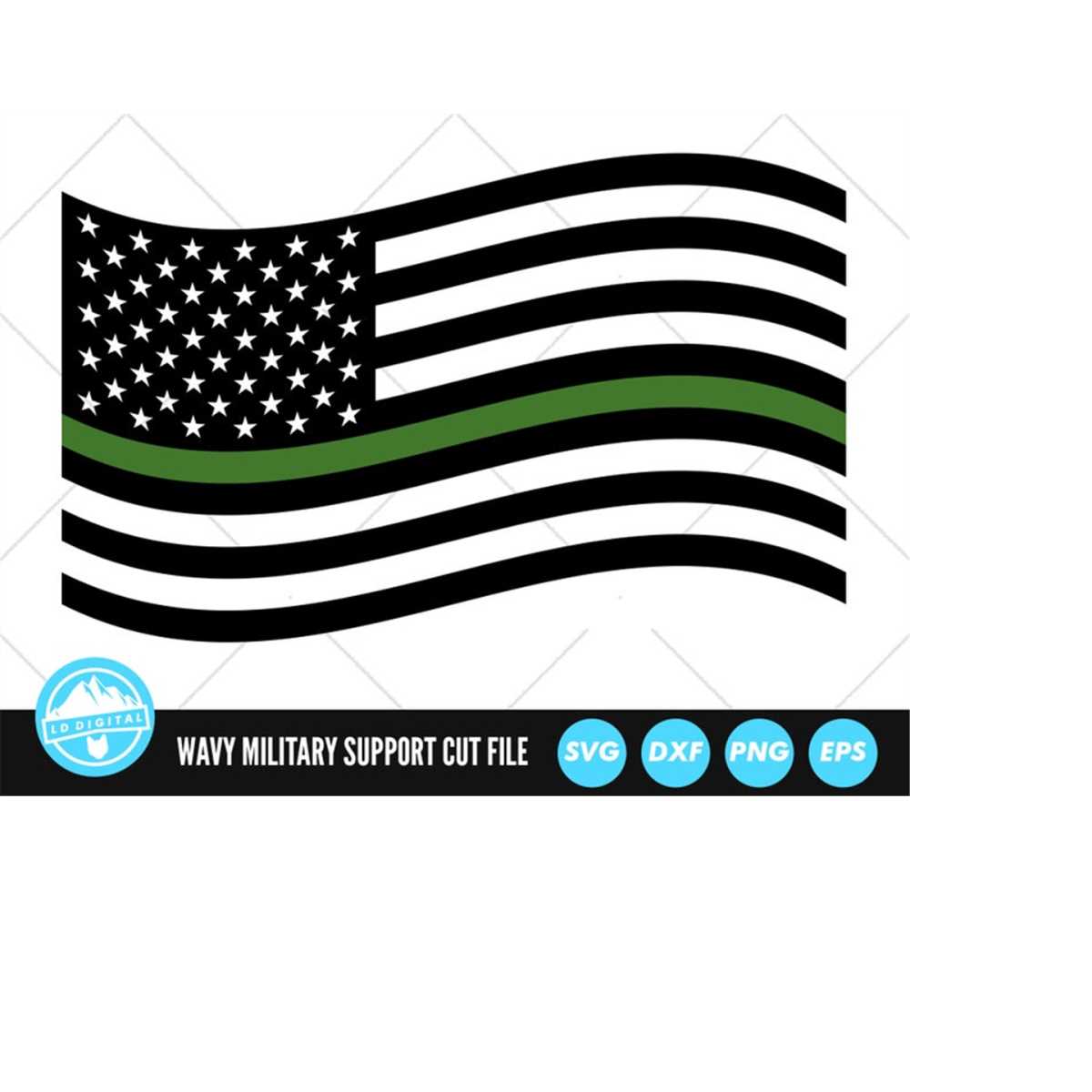 Wavy Military Army Green Line US Flag | United States of Ame | Inspire ...