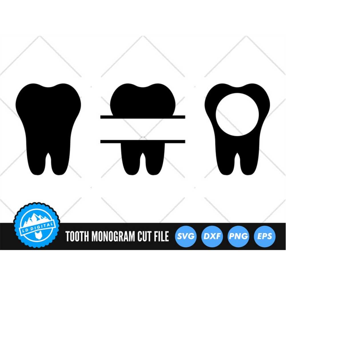 Tooth Monogram SVG Files | Tooth Split Name Frame Cut Files - Inspire ...