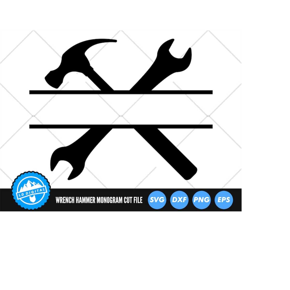 Wrench and Hammer Frame SVG Files | Wrenches Split Name Fram - Inspire ...