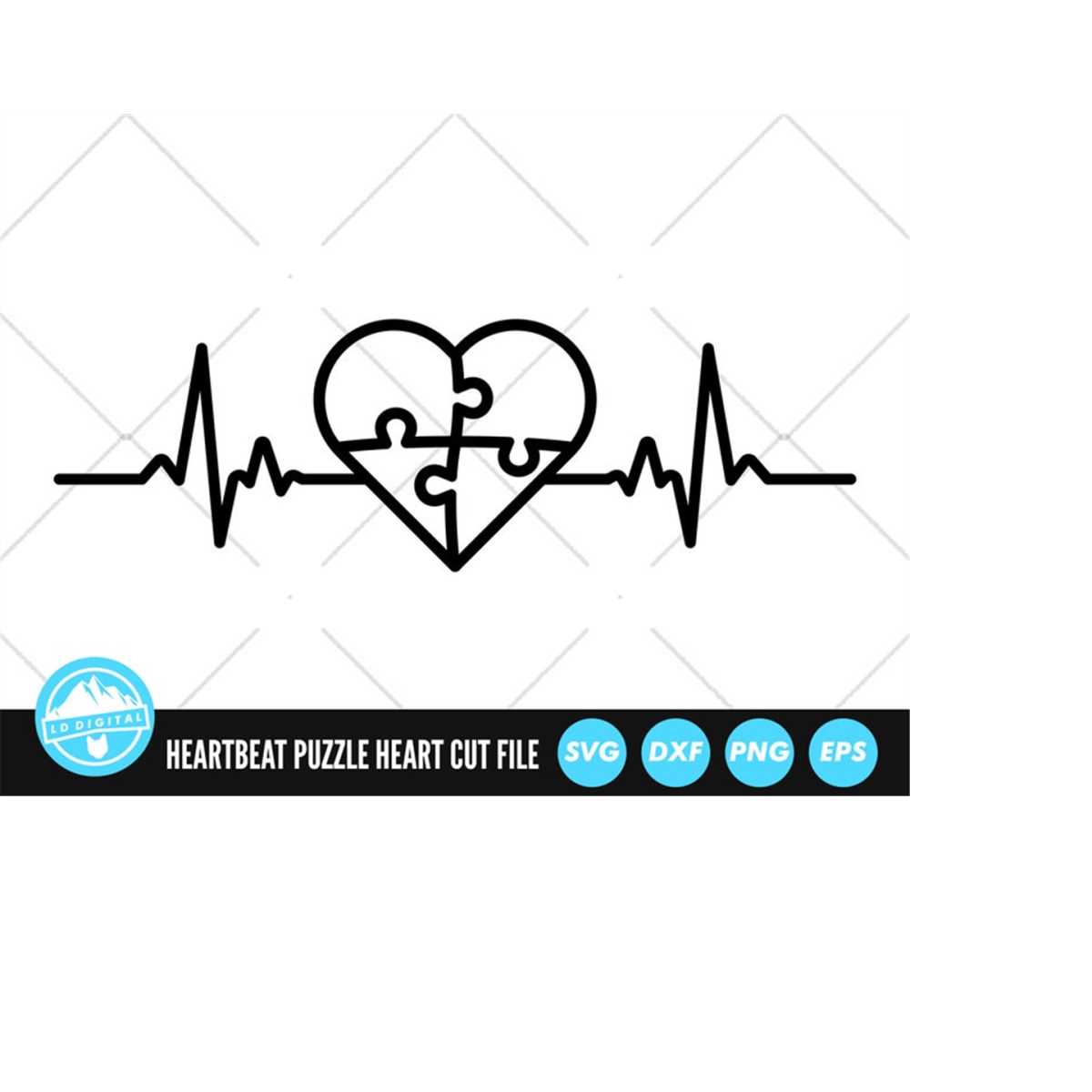 Heartbeat Line Jigsaw Heart SVG Files | ECG EKG Cut Files | | Inspire ...