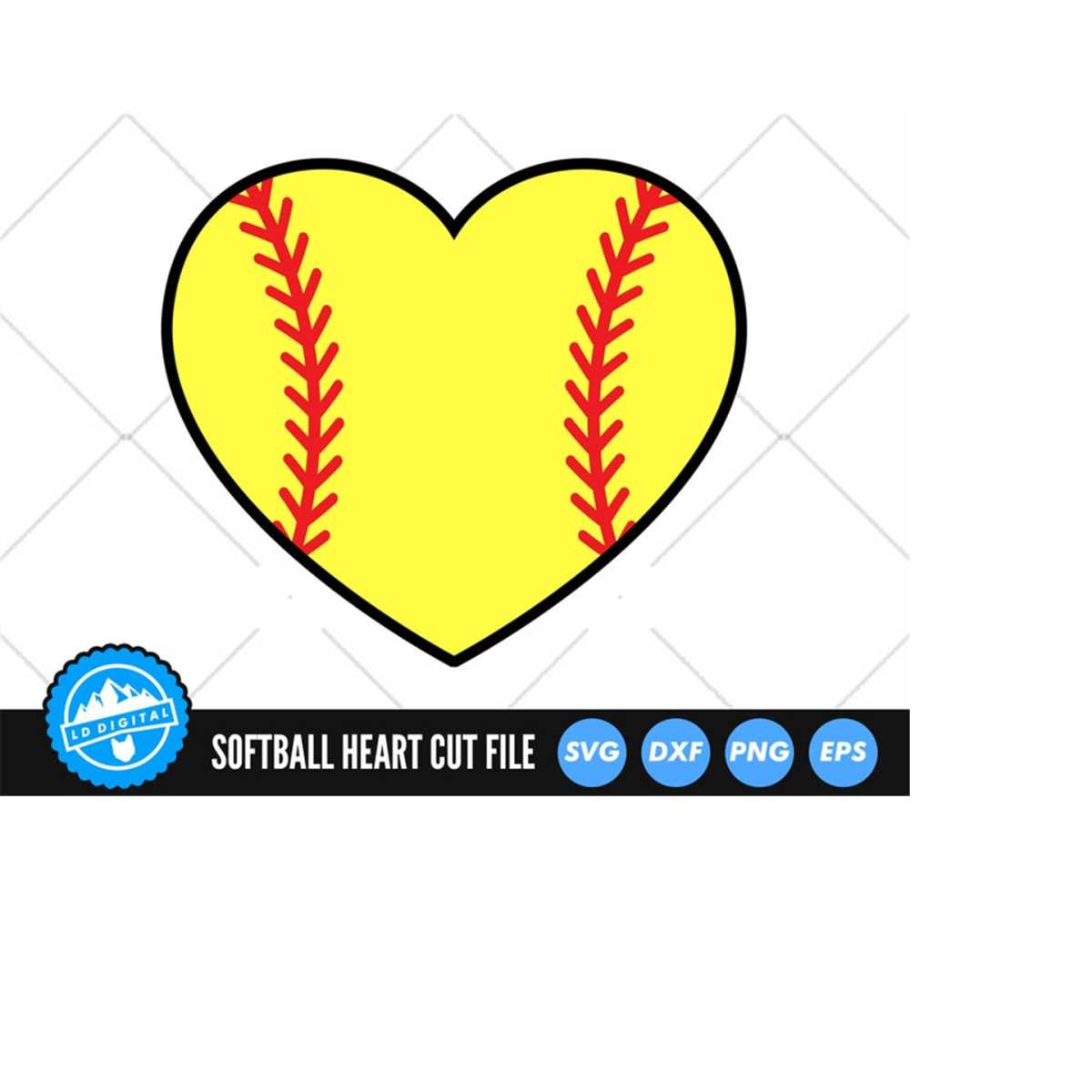 Softball Heart SVG | Sports Mom Cut Files | Softball Heart S - Inspire ...