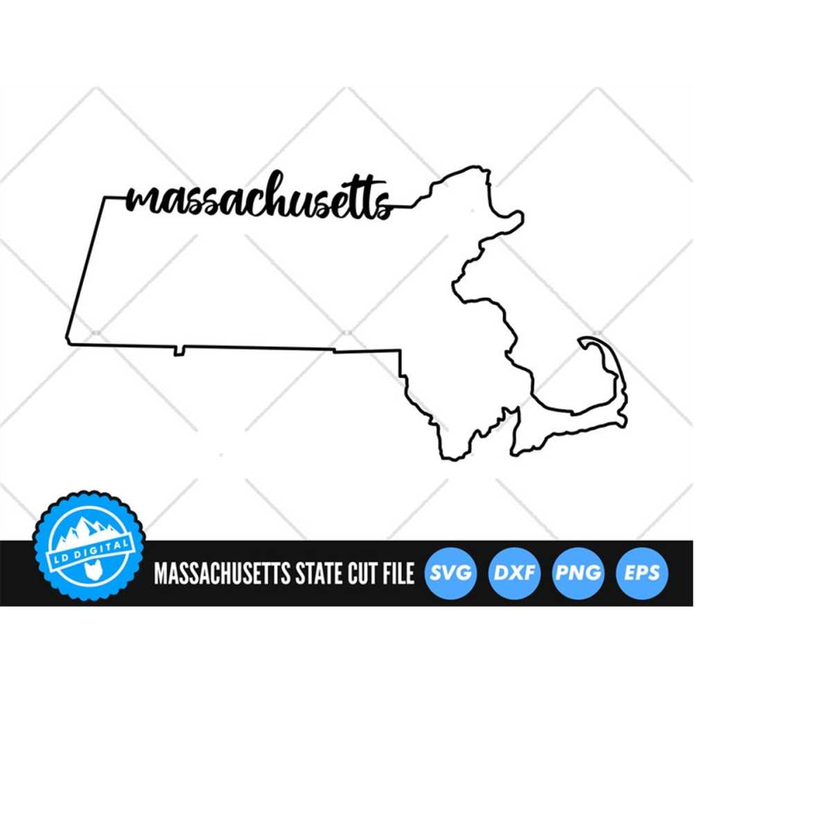 Massachusetts Outline with Text SVG Files | Massachusetts Cu - Inspire ...