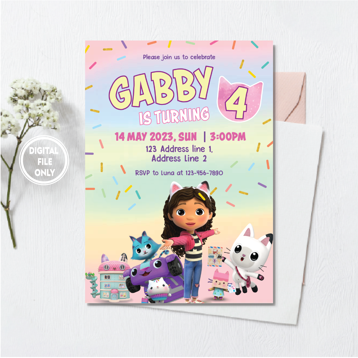 Personalized File Printable Birthday Invitation, Digital Bir - Inspire ...