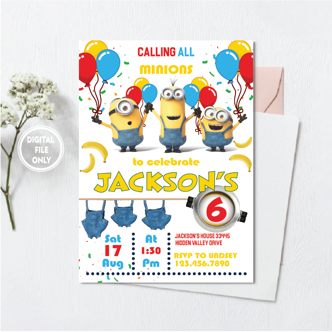 Personalized File Minions Invitation | Kids invitation | Dig | Inspire ...