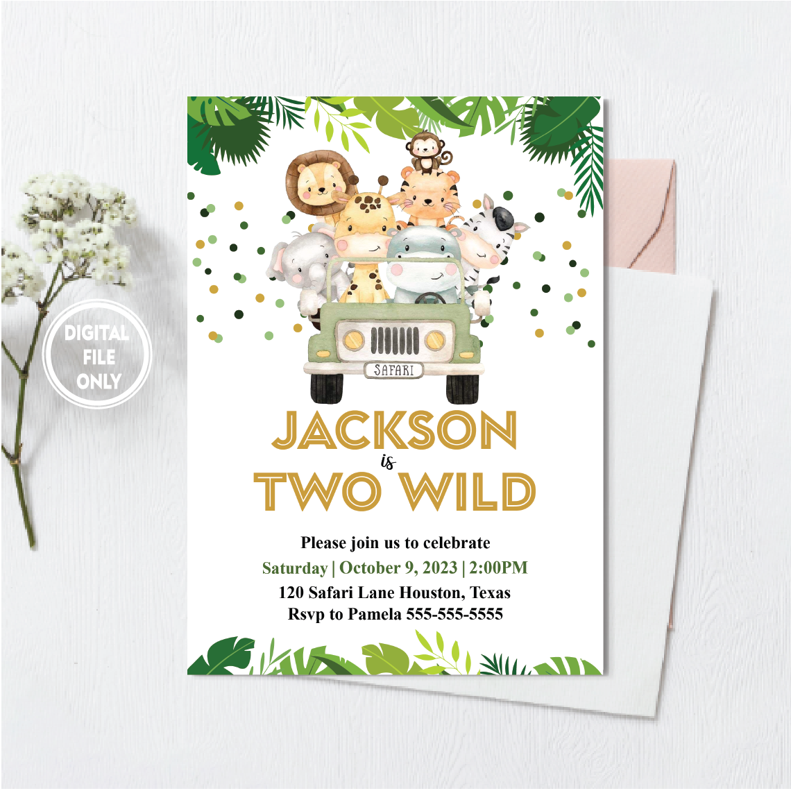 Personalized File Two Wild invitation Png - Jungle Safari Bi | Inspire ...