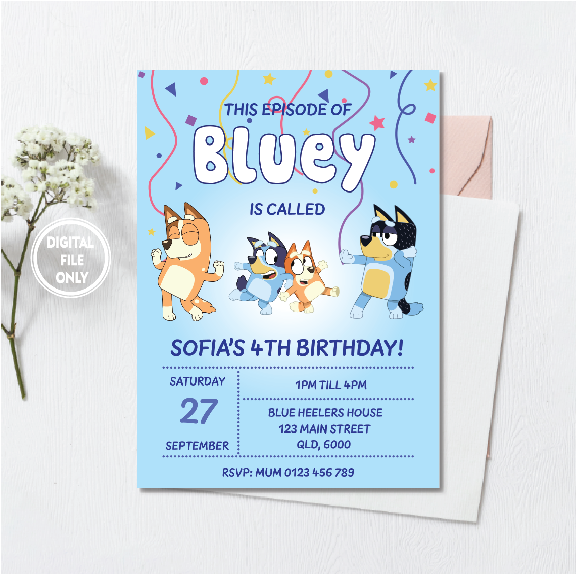 Personalized File Bluey Invitation, Digital Invite, Editable - Inspire ...