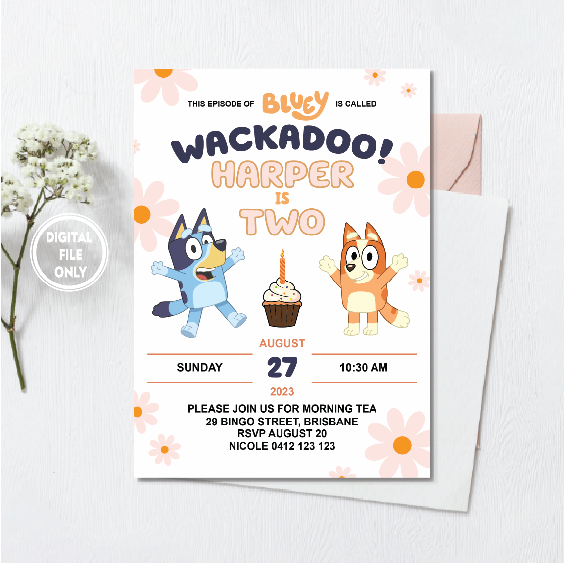Personalized File Bluey Birthday Party Invitation | Bluey & | Inspire ...