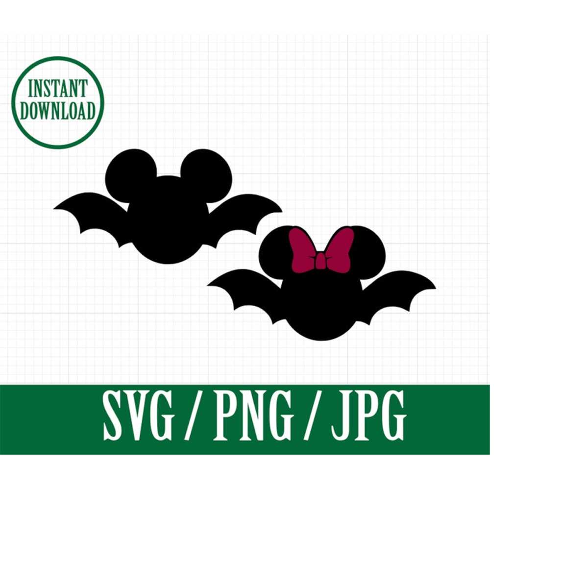 HALLOWEEN MICKEY and Minnie Bats - SVG, Png, Jpg - Instant - Inspire Uplift