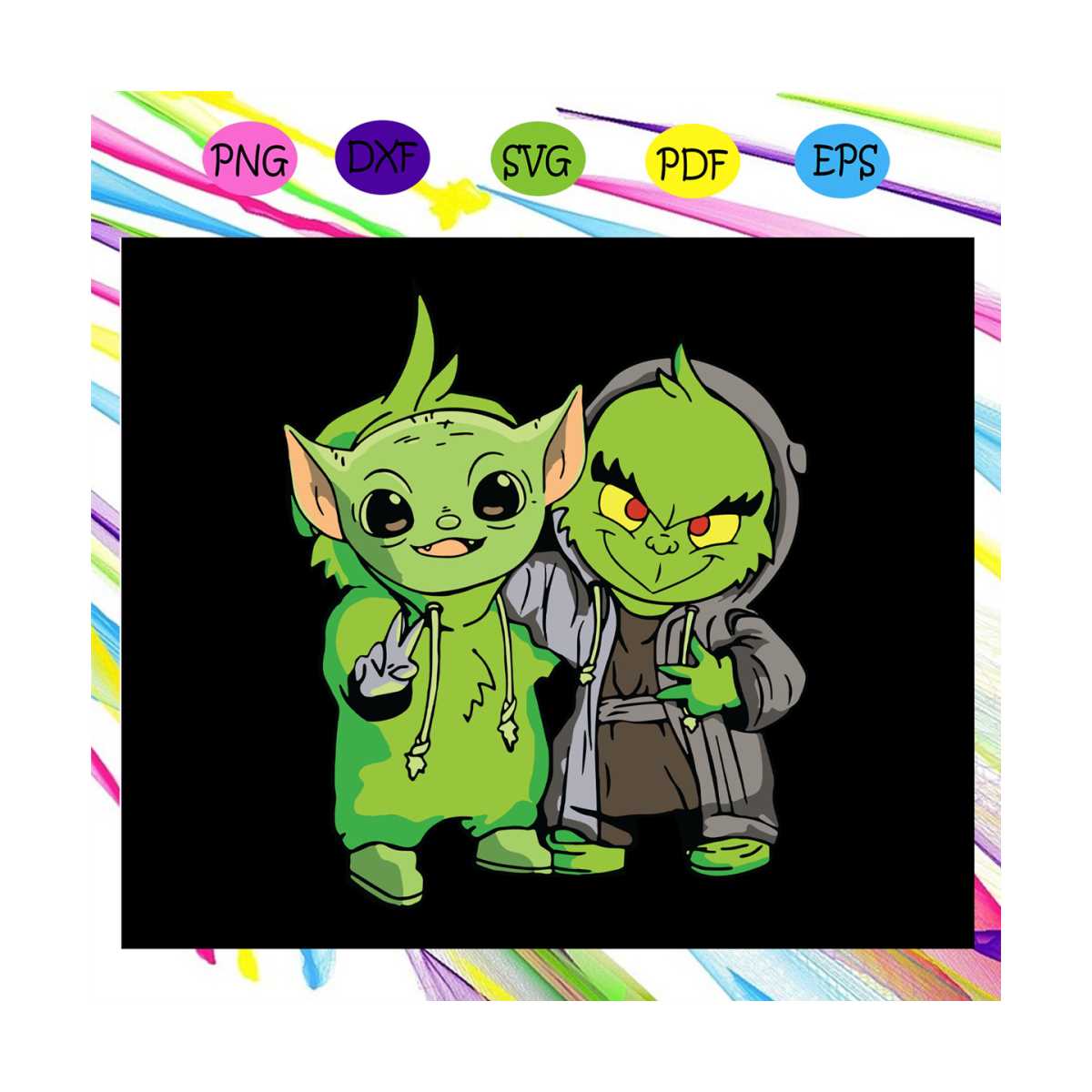 Grinch and baby yoda, grinch svg, grinch face, grinch art, g | Inspire ...