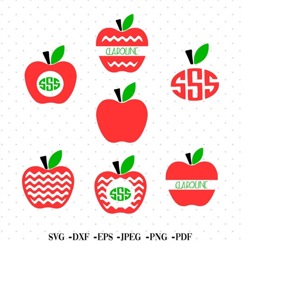 APPLE Teacher SVG, Apple SVG Bundle- Apple Monogram, 7 Apple - Inspire ...