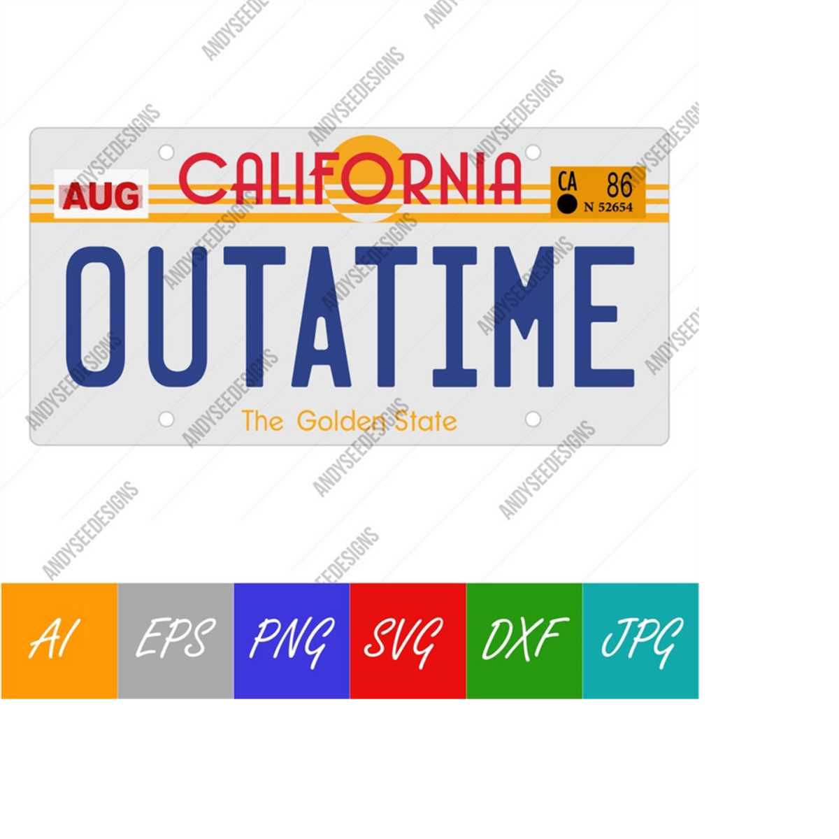 Back To The Future License Plate OUTATIME California Doc Bro | Inspire ...