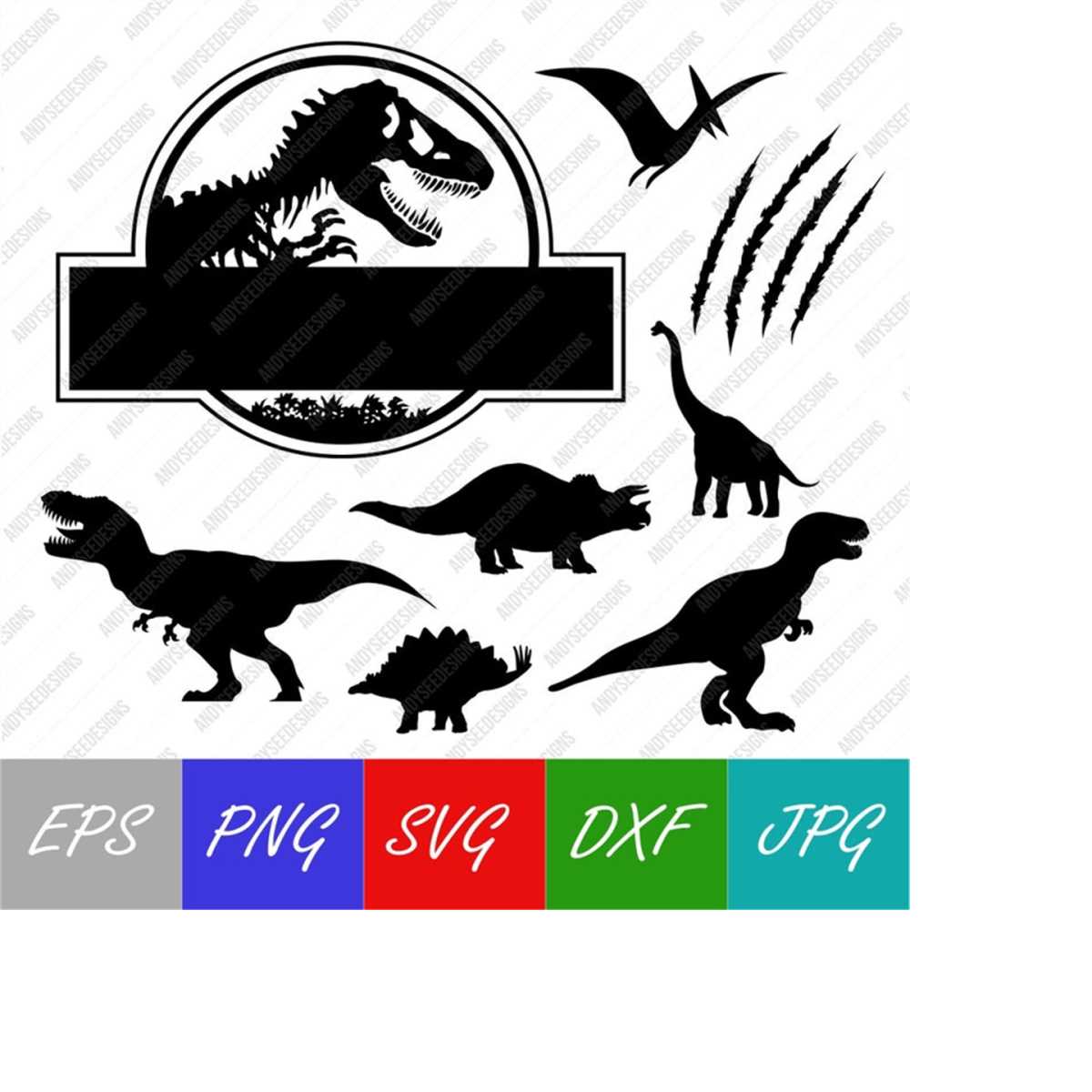 Jurassic Park Vector Bundle, Dinosaur SVG, Tyrannosaurus, Tr | Inspire ...