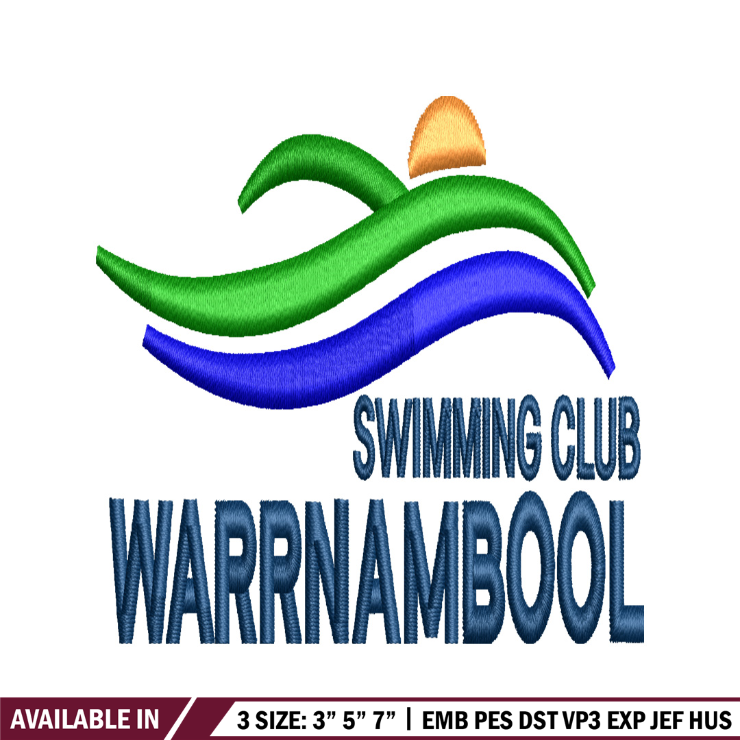 Swimming club logo embroidery design, Swimming club logo emb | Inspire ...