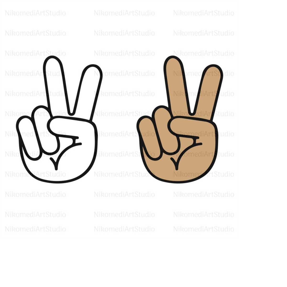 Hand Peace Sign SVG Cut File for Cricut, Silhouette, Line Dr - Inspire ...