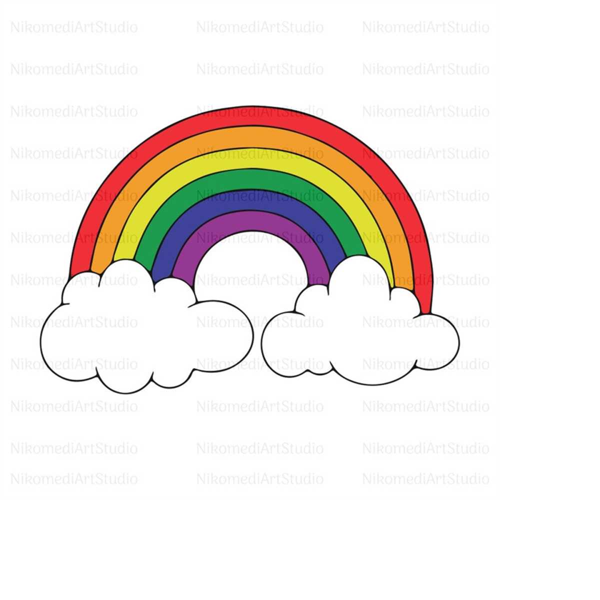 Rainbow SVG, Rainbow with clouds SVG, Rainbow cut file for C - Inspire ...
