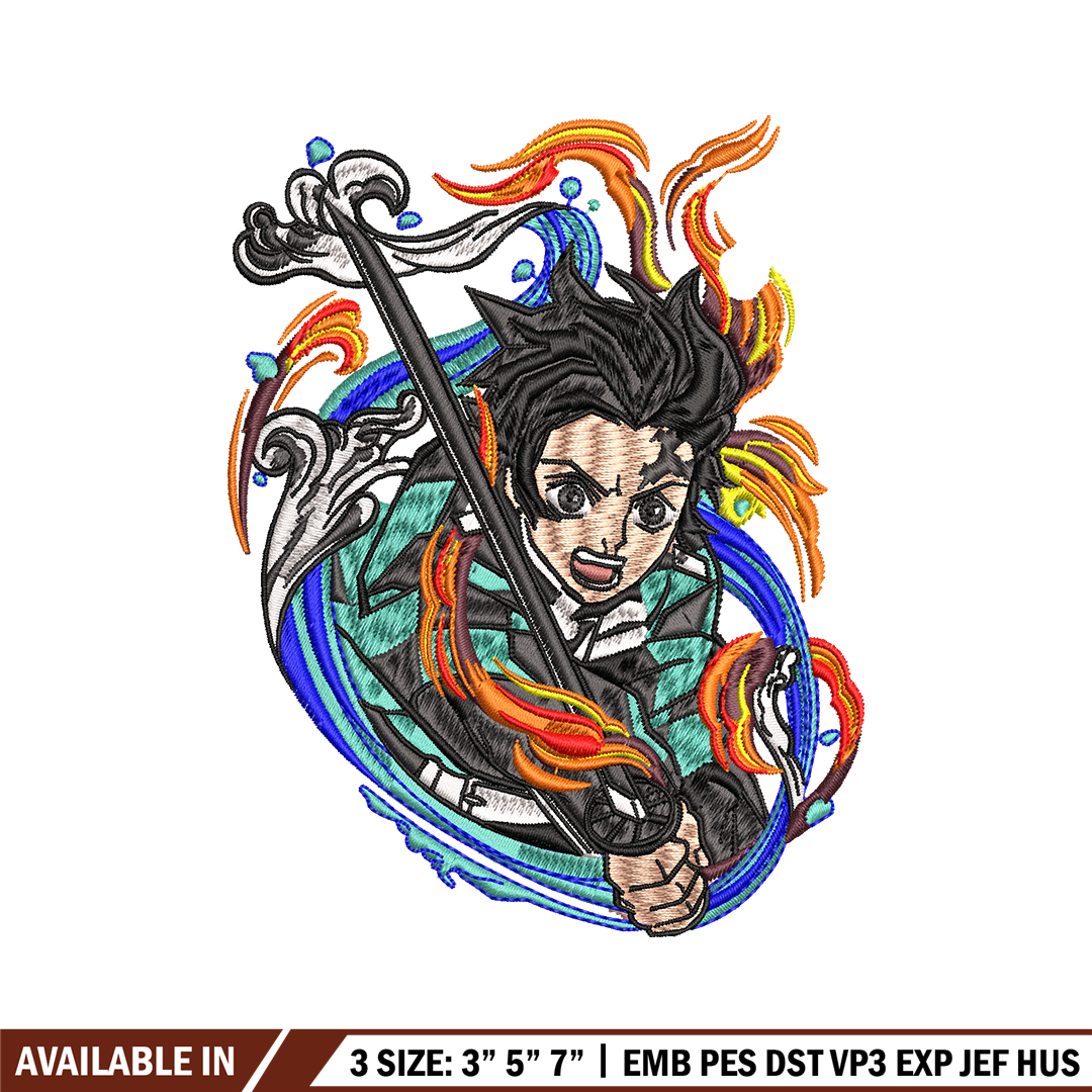 Tanjiro fire and water embroidery design, Kimetsu no Yaiba e | Inspire ...