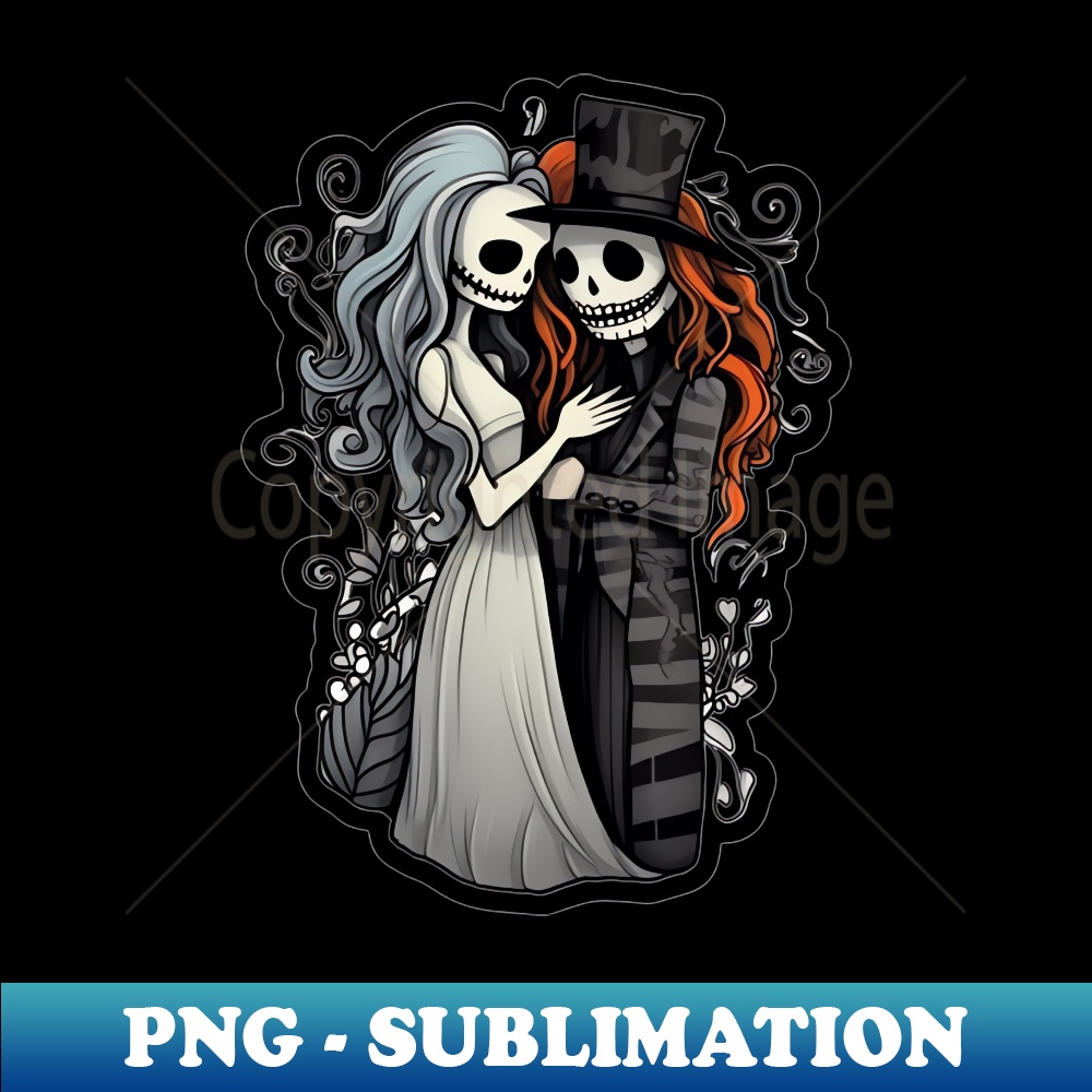 Halloween couple Skeletons in love - Vintage Sublimation PNG | Inspire ...