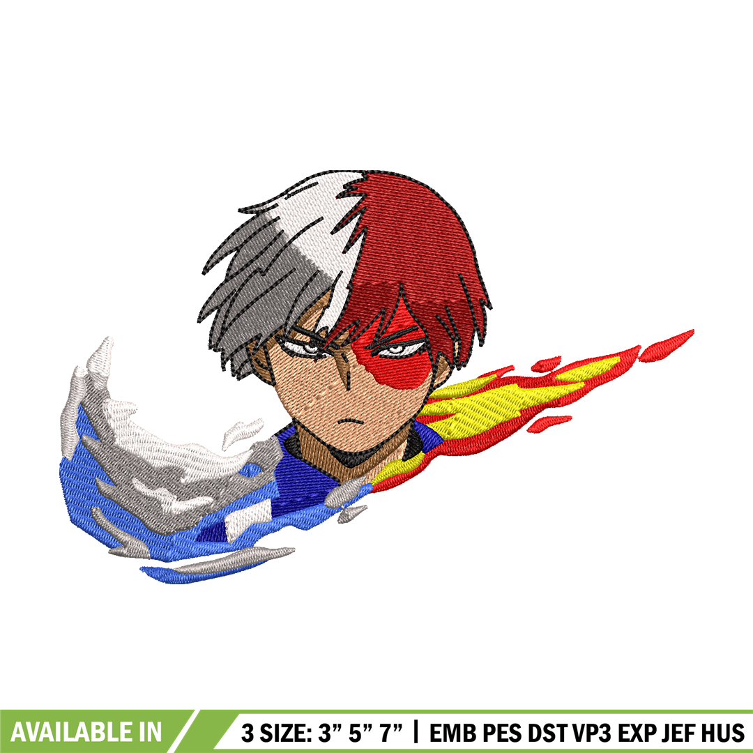 Todoroki Nike embroidery design, My hero academia embroidery | Inspire ...